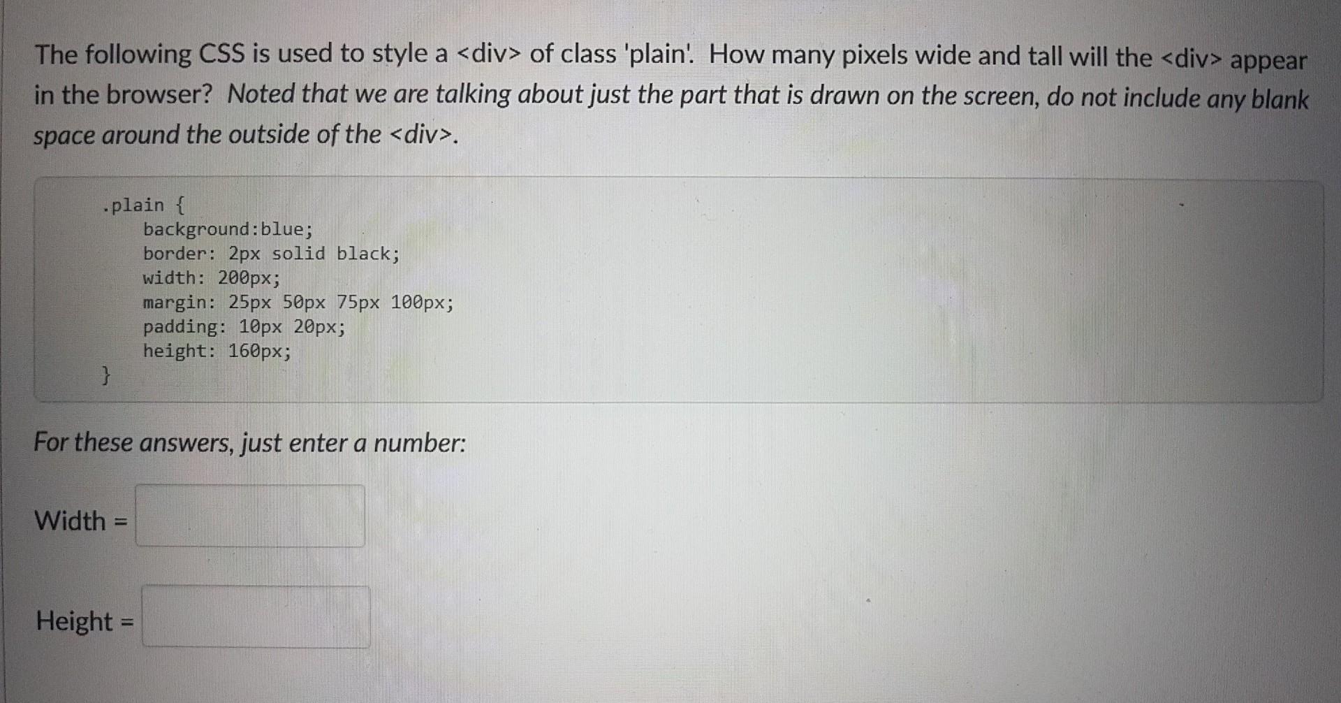 Solved The following CSS is used to style a of class | Chegg.com