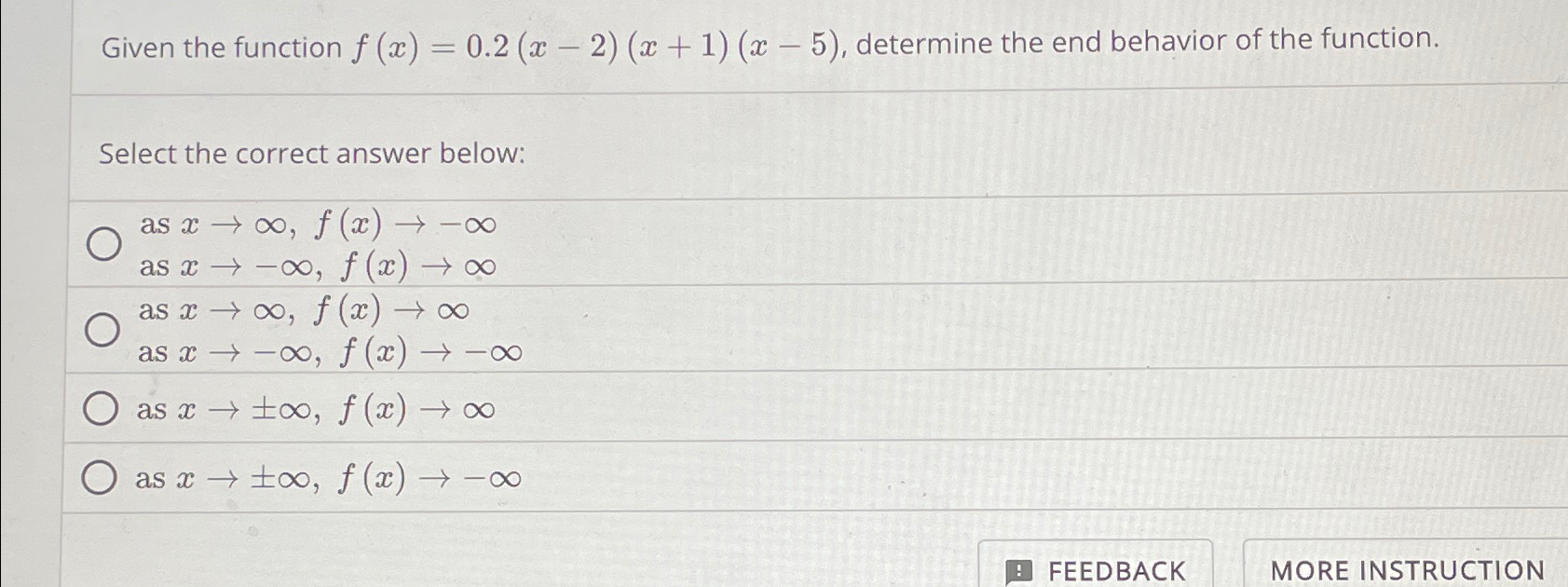 Solved Given the function f(x)=0.2(x-2)(x+1)(x-5), | Chegg.com