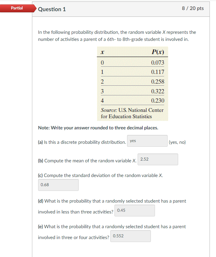 Solved Question 1In the following probability distribution, | Chegg.com