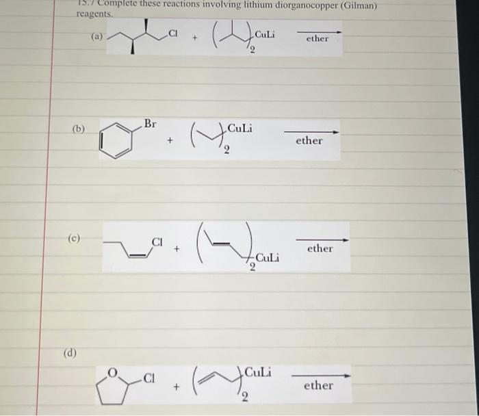 Solved 15.7 Complete these reactions involving lithium | Chegg.com