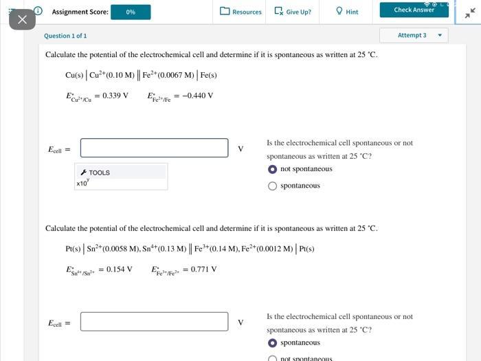Solved Assignment Score: 0% Resources Give Up? Hint Check | Chegg.com