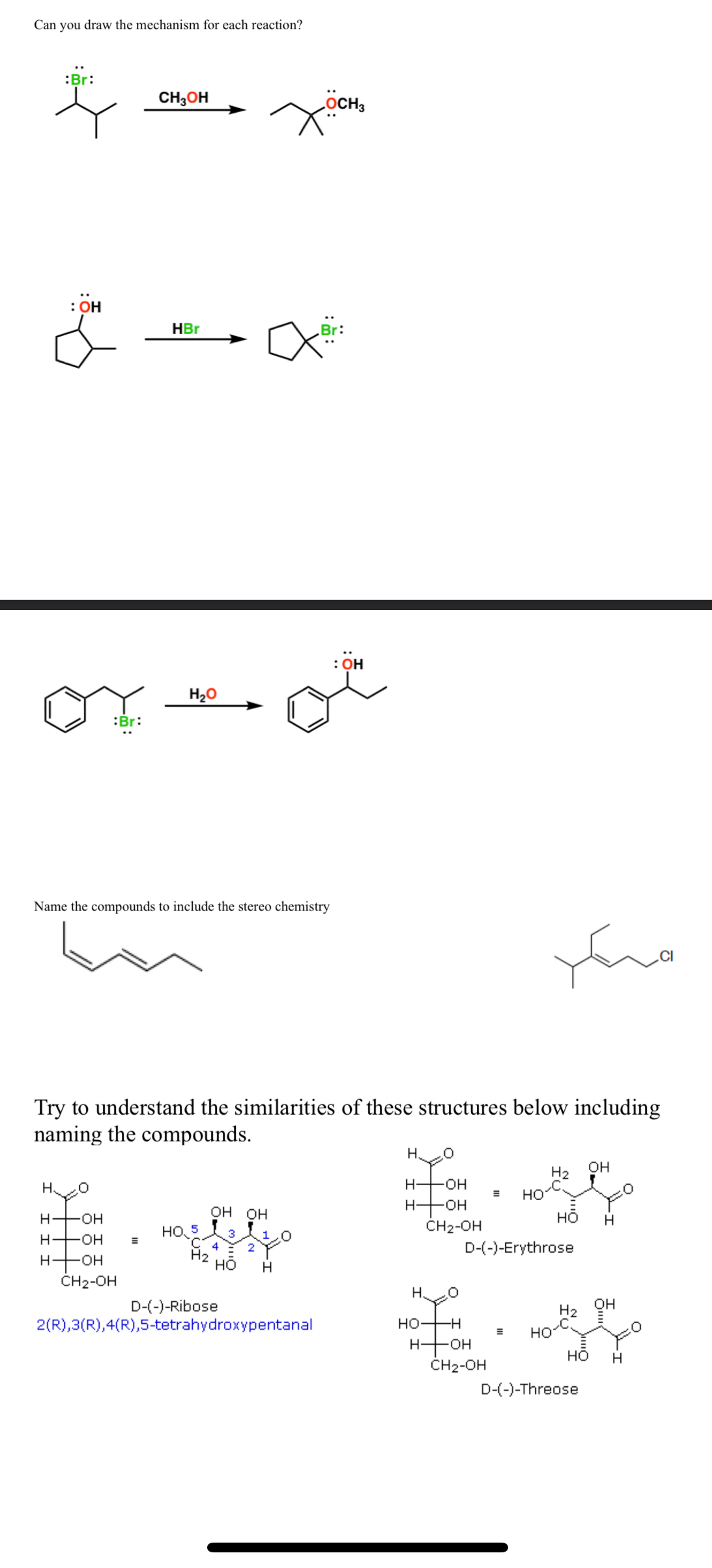 Can you draw the mechanism for each reaction?Name the | Chegg.com