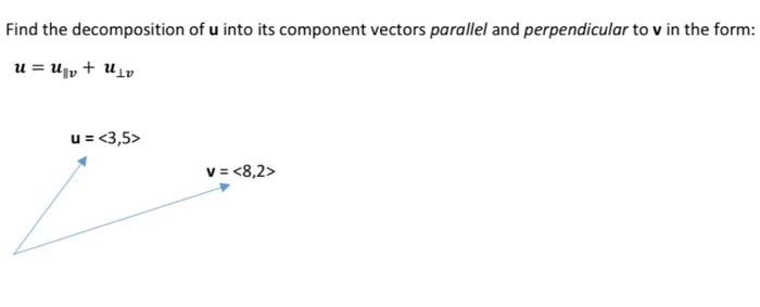 Solved Find the decomposition of u into its component | Chegg.com