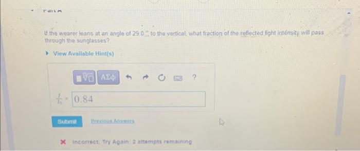 Solved A person fiding in a boat observes that the sunlight | Chegg.com