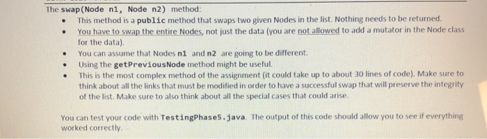 Solved Phase 5 Getpreviousnode And Swap Implement These