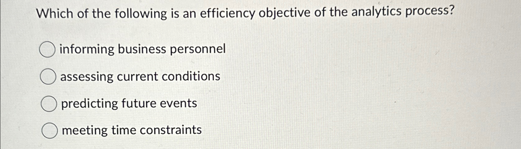 Solved Which of the following is an efficiency objective of | Chegg.com