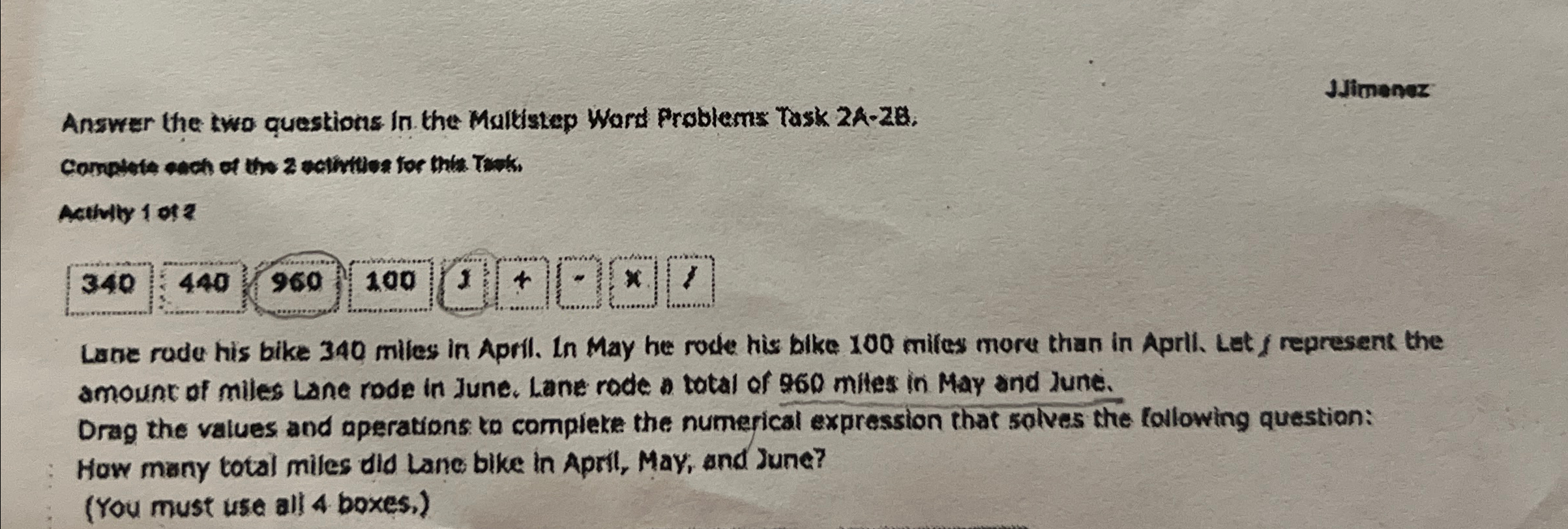Solved Lane rode his bike 340 ﻿miles in April. In May he | Chegg.com