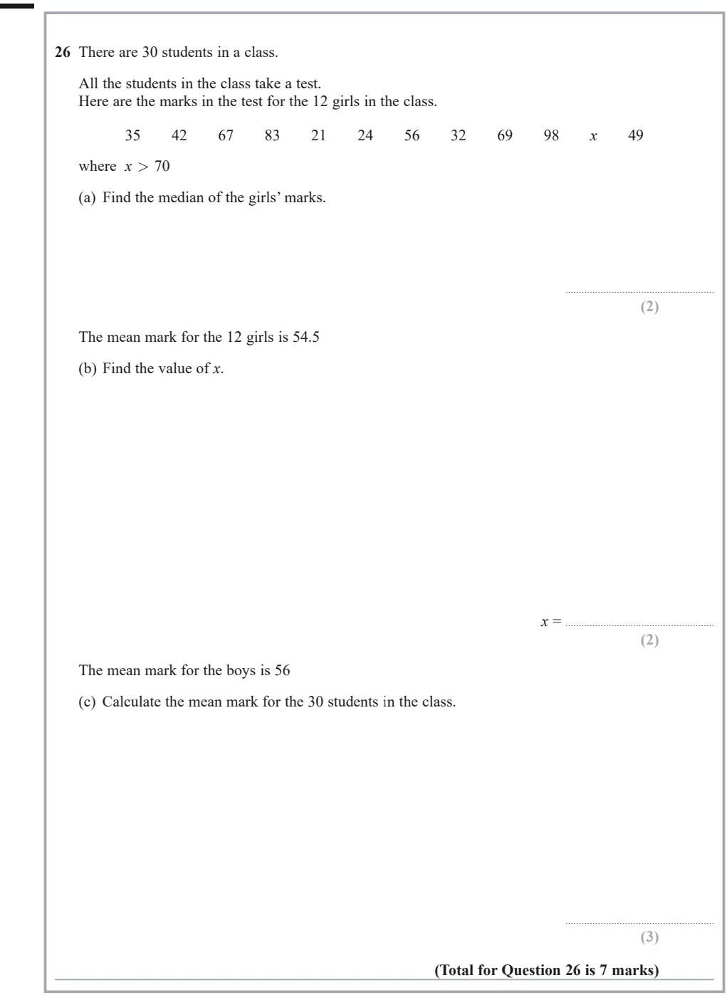 Solved 26 There are 30 students in a class. All the students | Chegg.com