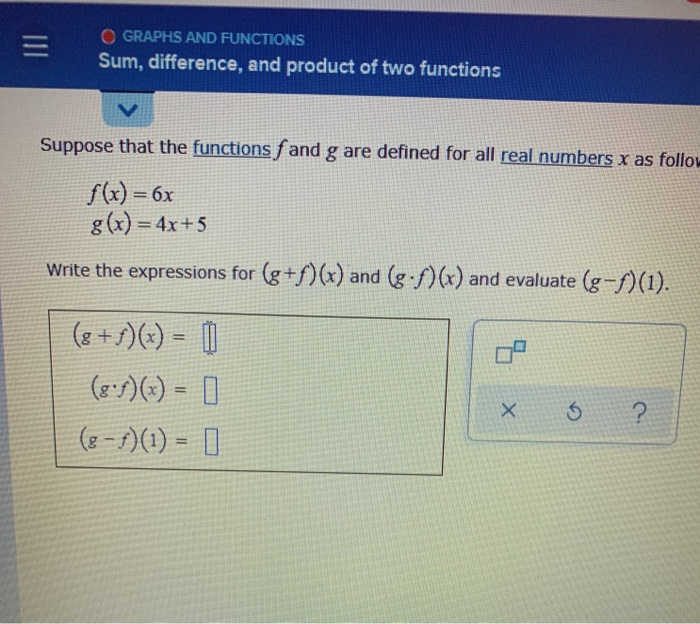 Solved GRAPHS AND FUNCTIONS Sum, difference, and product of | Chegg.com