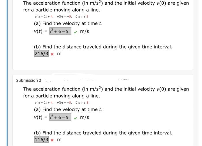 Solved The acceleration function (in m/s) and the initial | Chegg.com