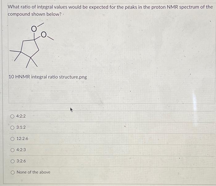 Solved What ratio of integral values would be expected for | Chegg.com