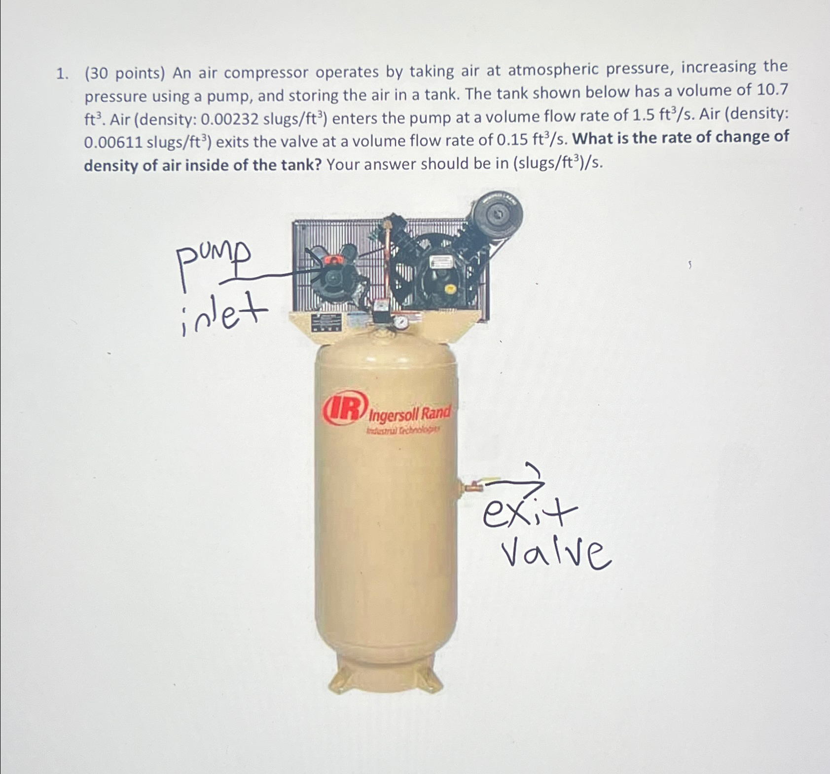Solved (30 ﻿points) ﻿An air compressor operates by taking | Chegg.com