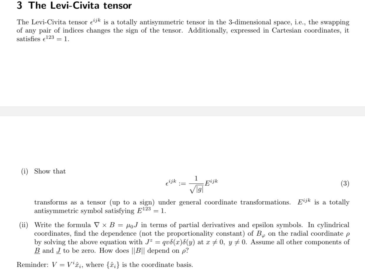 Solved 3 ﻿The Levi-Civita tensorThe Levi-Civita tensor | Chegg.com