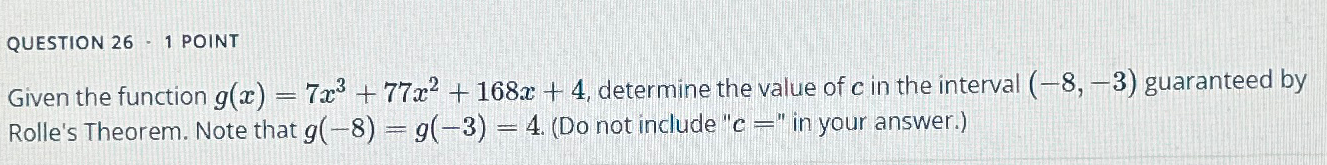 Solved QUESTION 26 - 1 ﻿POINTGiven the function | Chegg.com