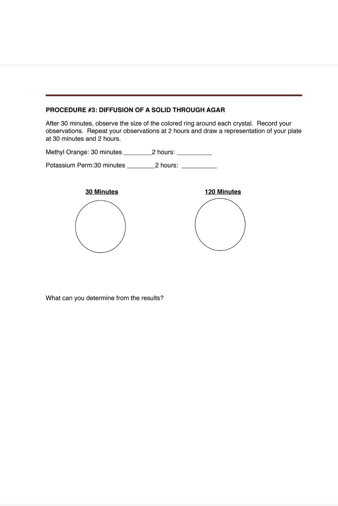 Solved PROCEDURE #3: DIFFUSION OF A SOLID THROUGH AGAR After | Chegg.com