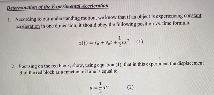 Solved Determination of the Experimental Acceleration 1. | Chegg.com