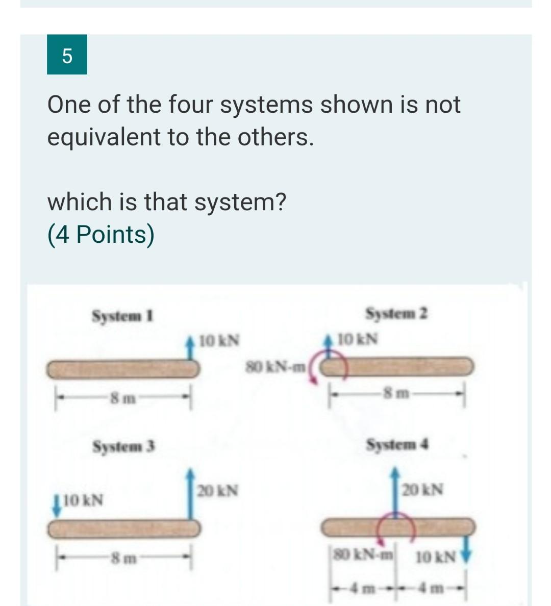Solved 5 One of the four systems shown is not equivalent to | Chegg.com
