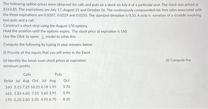 Solved The following option prices were observed for calls | Chegg.com