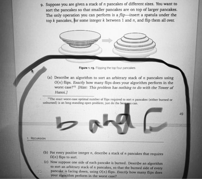 Solved 9. Suppose you are given a stack of n pancakes of | Chegg.com