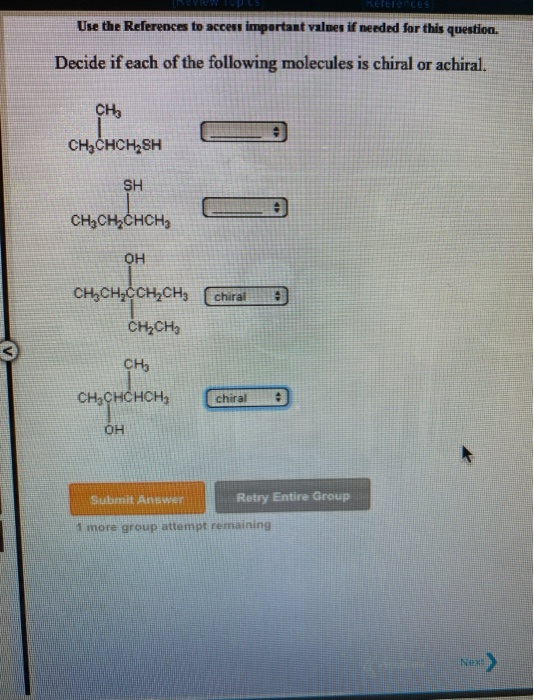 Solved decide if each of the following molecules is chiral | Chegg.com