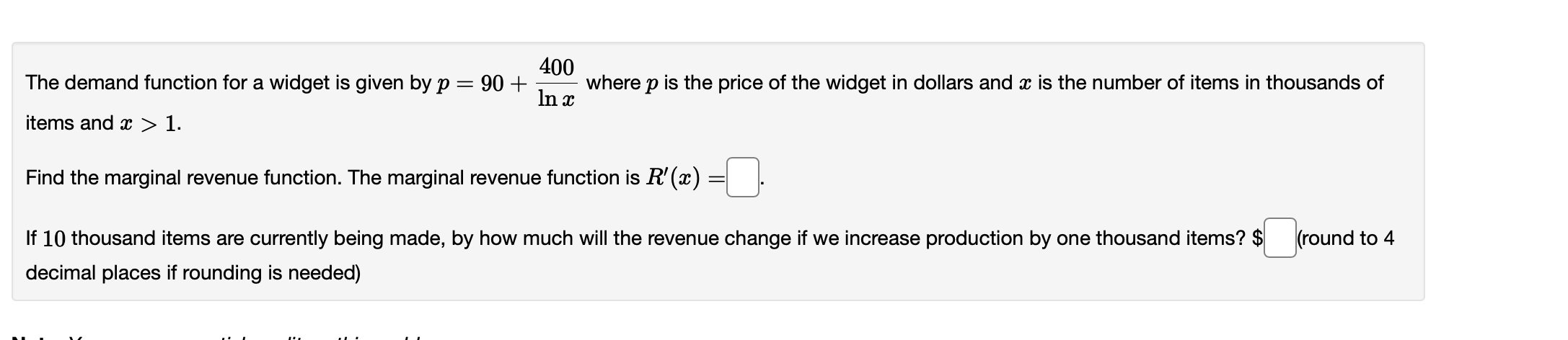 Solved The demand function for a widget is given by | Chegg.com