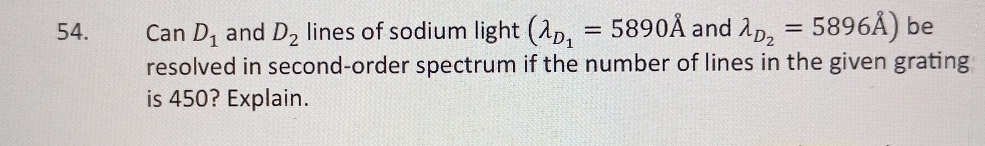 Solved Can D1 ﻿and D2 ﻿lines of sodium light and | Chegg.com
