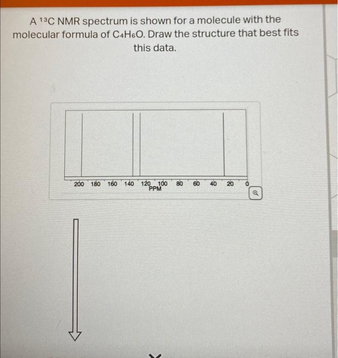Solved A 13C NMR spectrum is shown for a molecule with the | Chegg.com