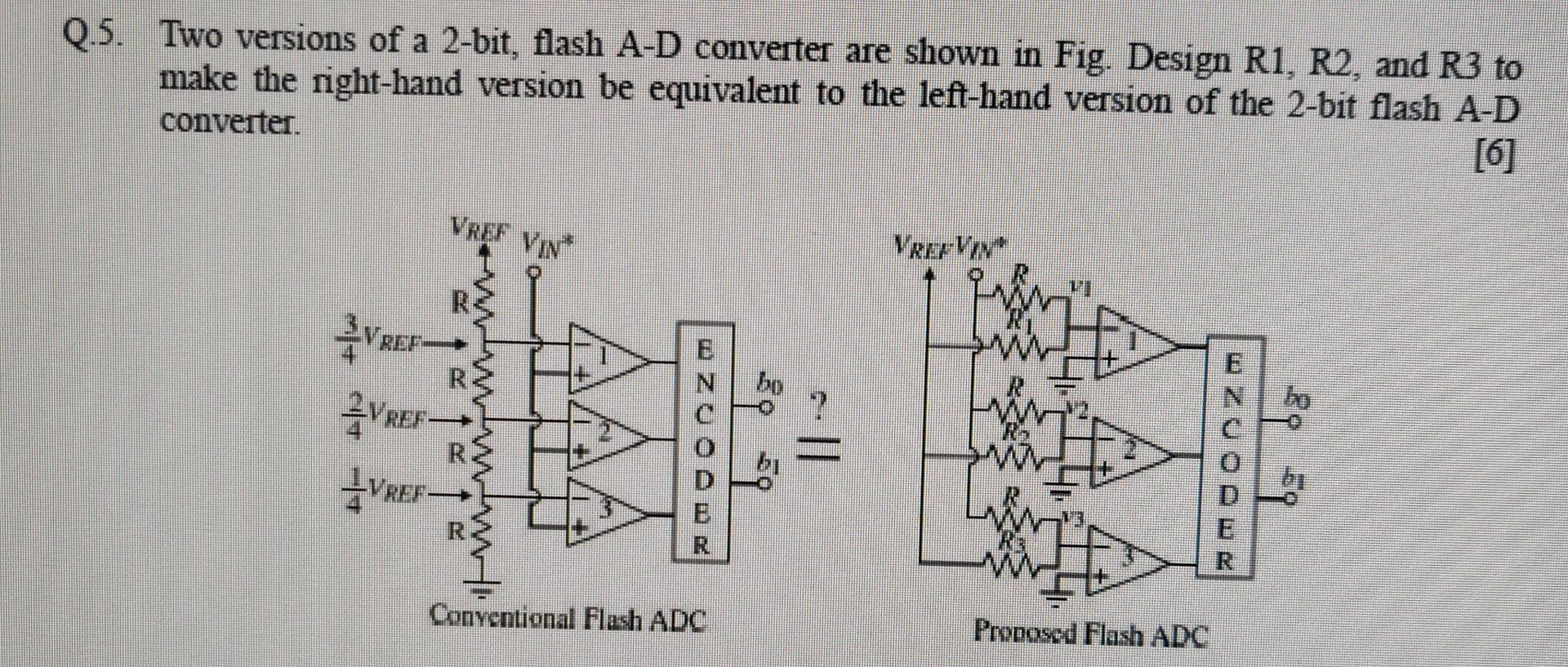 Solved Q.5. Two versions of a 2-bit, flash A-D converter are | Chegg.com