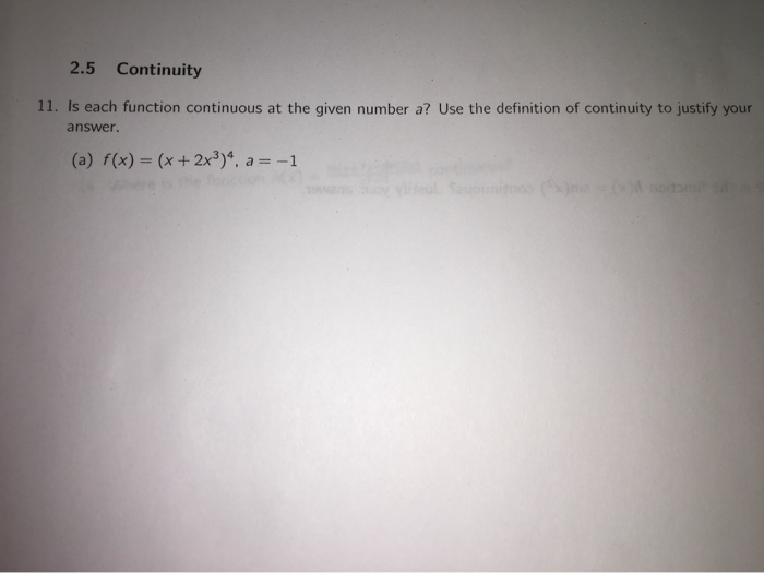 Solved 2.5 Continuity 11. Is each function continuous at the | Chegg.com