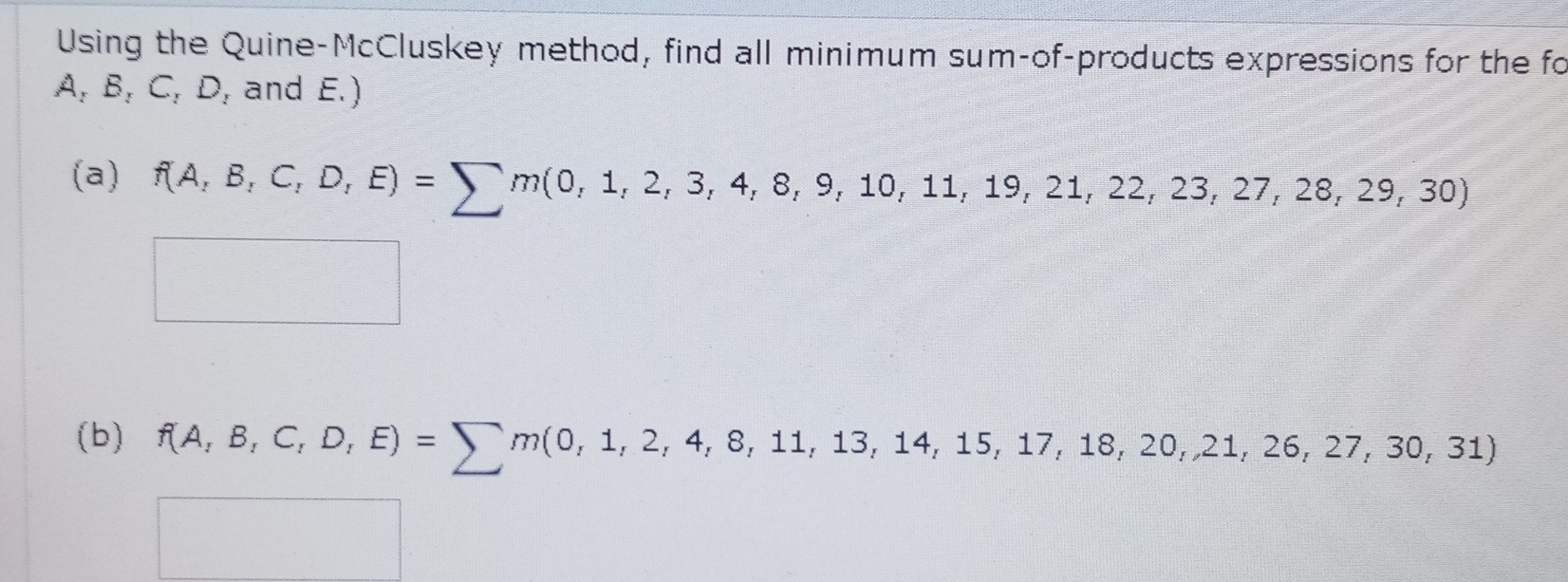 Solved Using the Quine-McCluskey method, find all minimum | Chegg.com