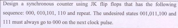 Solved Design a synchronous counter using JK flip flops that | Chegg.com