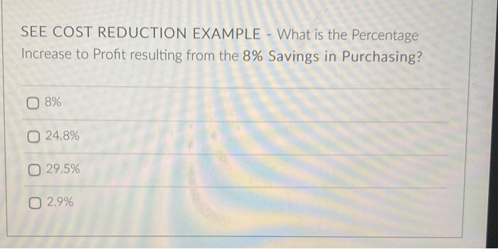 Solved QUESTION 21 COST REDUCTION EXAMPLE A Manufacturing | Chegg.com