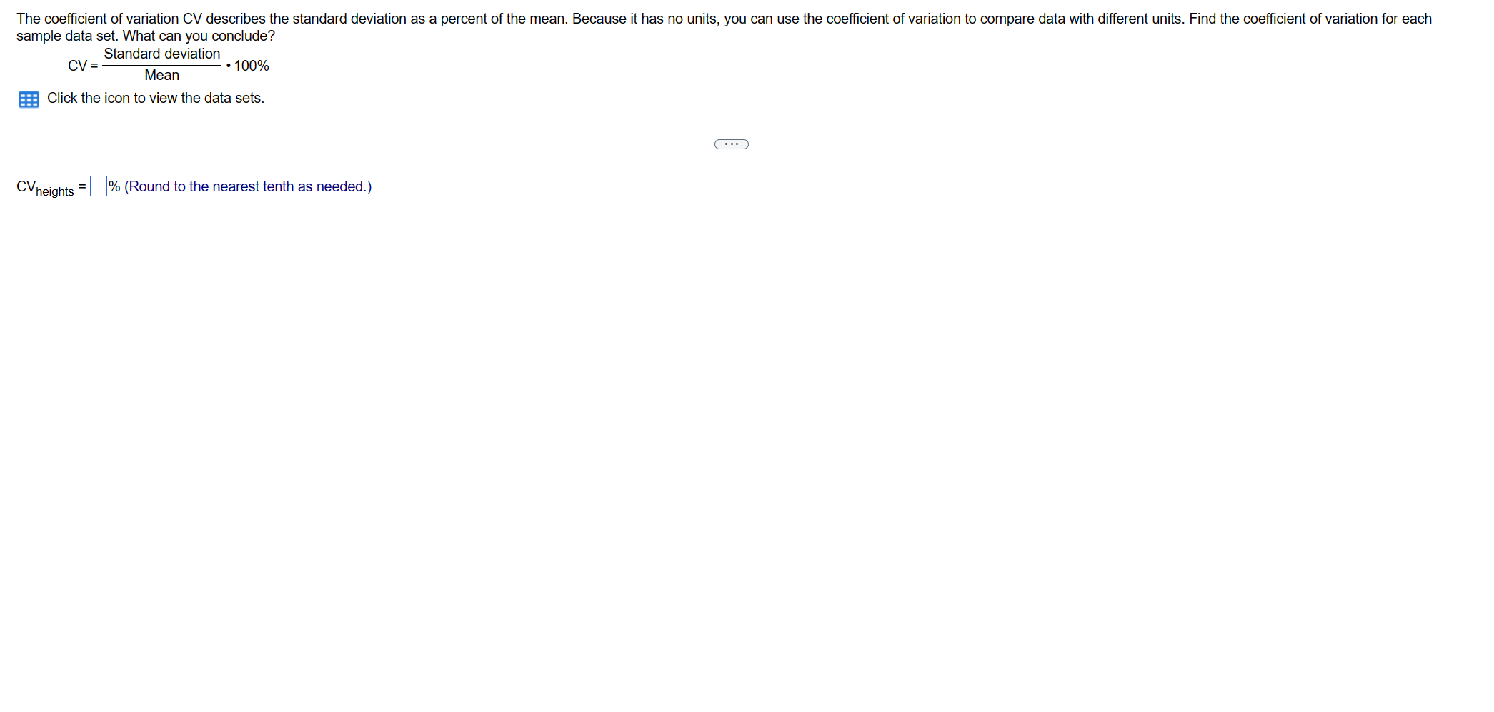 The Coefficient Of Variation Cv Describes The