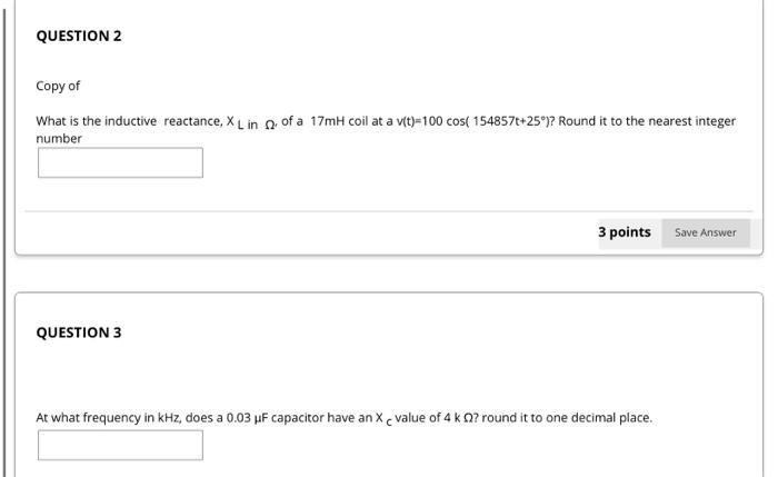Solved What is the inductive reactance, XL in Ω, of a 17mH | Chegg.com