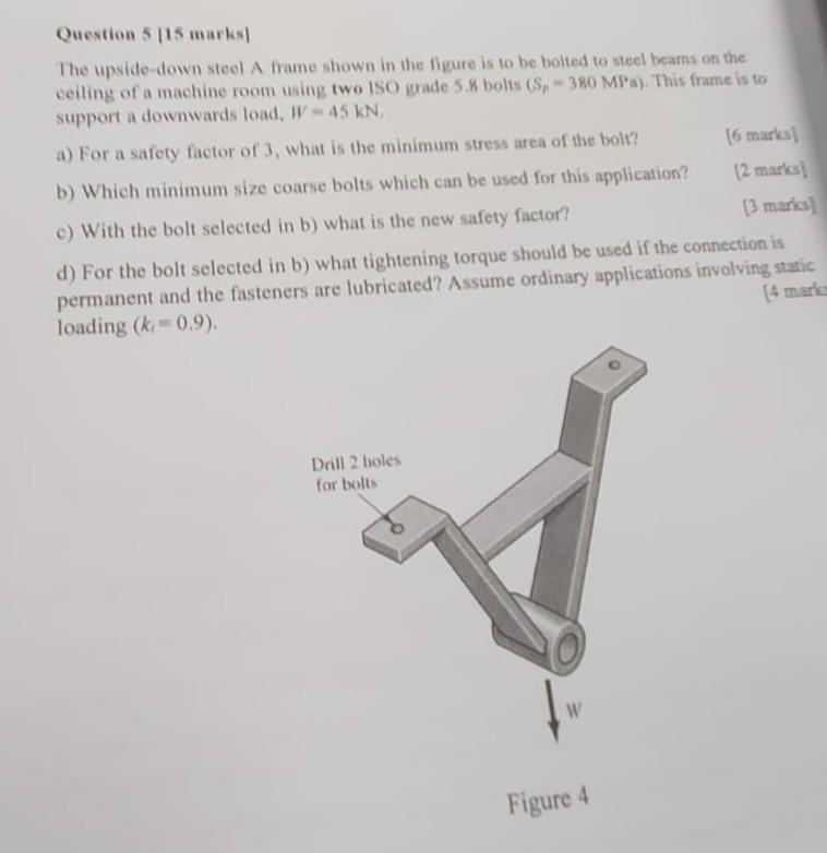 Solved Question 5 [15 marks] The upside-down steol A frame | Chegg.com