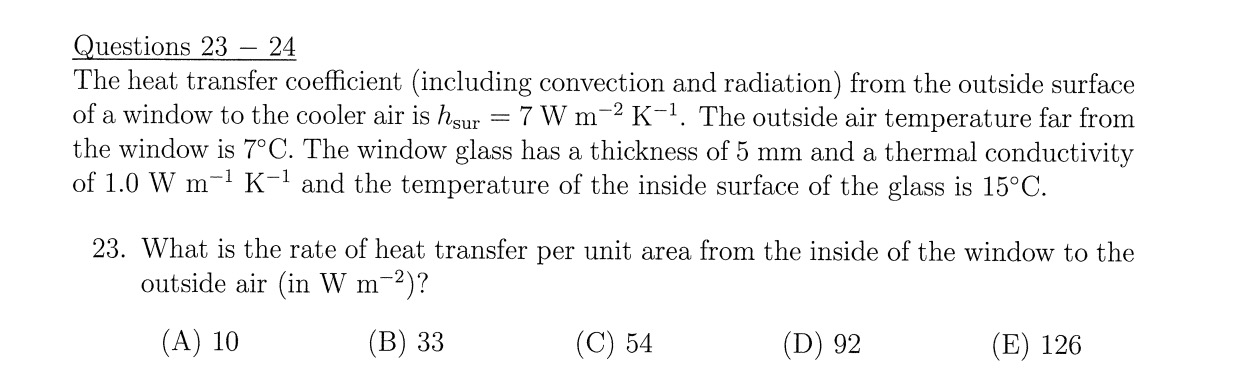 Solved The heat transfer coefficient (including convection | Chegg.com