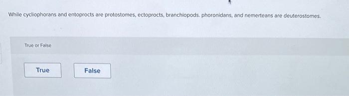 Solved While cycliophorans and entoprocts are protostomes, | Chegg.com