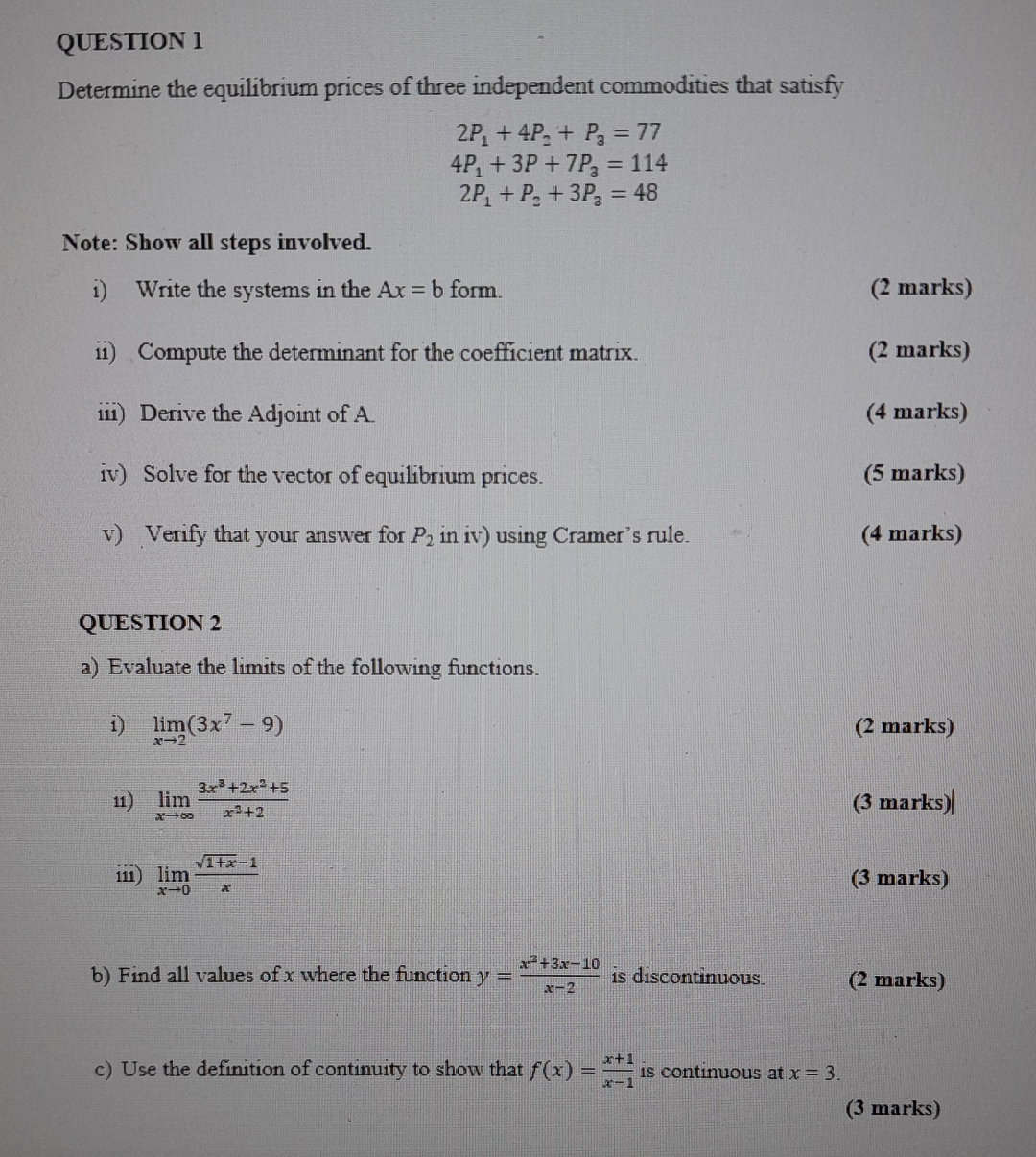 Solved QUESTION 1Determine the equilibrium prices of three | Chegg.com