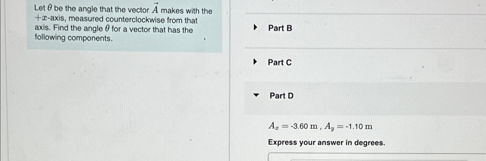 Solved Let θ ﻿be the angle that the vector vec(A) ﻿makes | Chegg.com