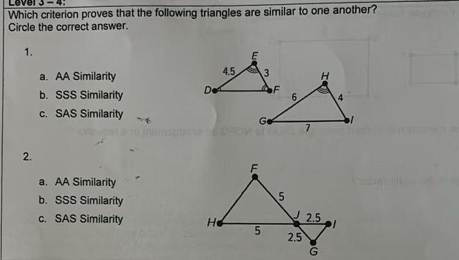 Solved Which criterion proves that the following triangles | Chegg.com