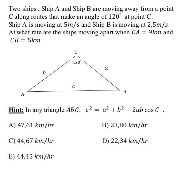 Solved Two ships, Ship A and Ship B are moving away from a | Chegg.com