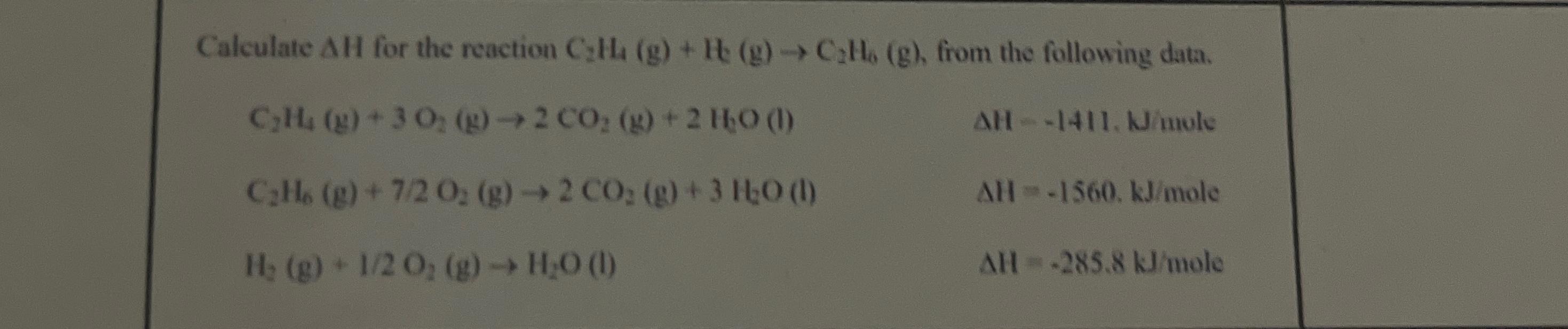 Solved Calculate ????H ﻿for the reaction | Chegg.com