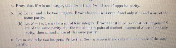 Solved 4. Prove that if n is an integer, then 3n+ 1 and 5n + | Chegg.com