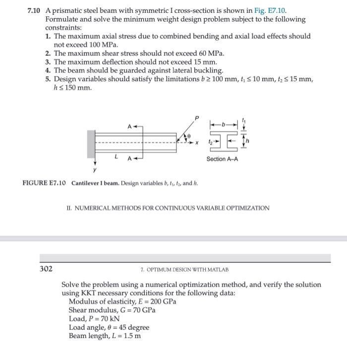 Solved 7.10 A prismatic steel beam with symmetric I | Chegg.com
