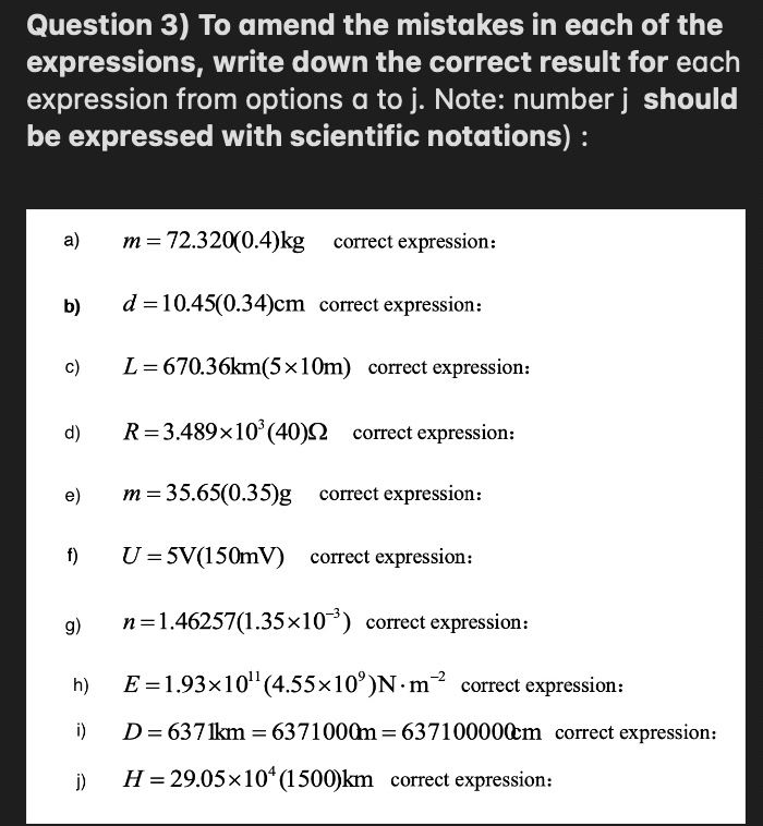 Solved Question 3) ﻿To amend the mistakes in each of the | Chegg.com