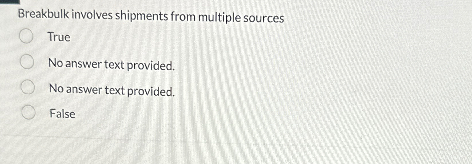 Solved Breakbulk involves shipments from multiple | Chegg.com