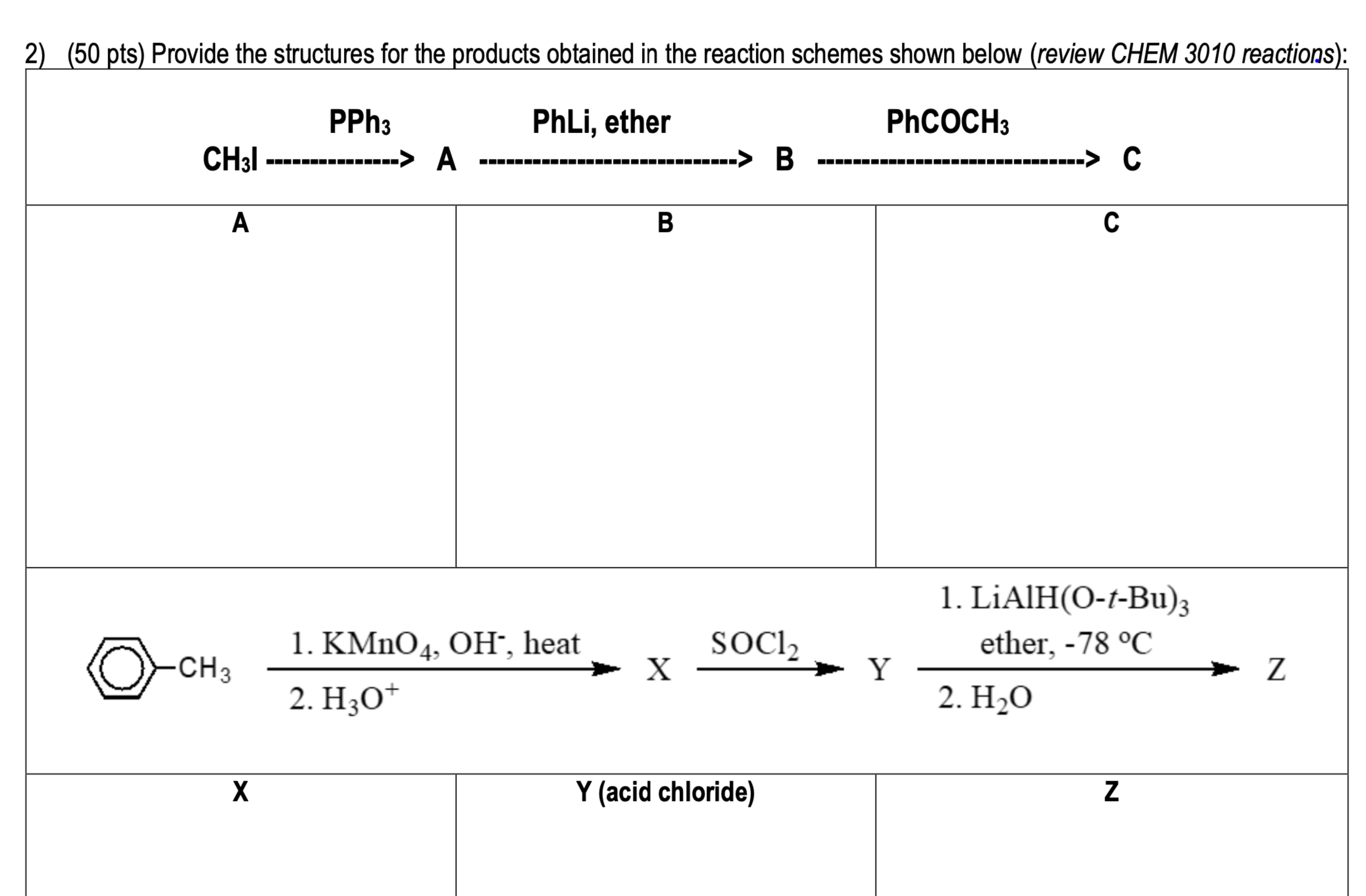 Solved 2) (50 ﻿pts) ﻿Provide the structures for the products | Chegg.com