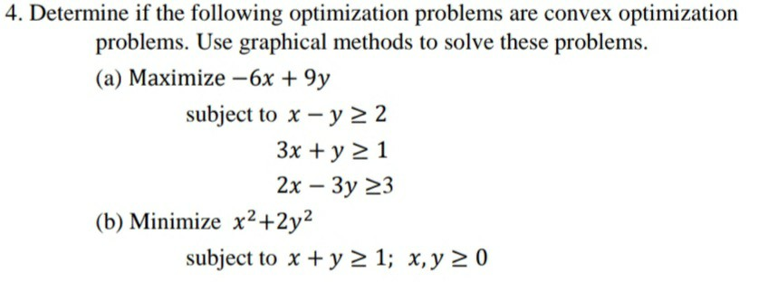 Solved 4. Determine if the following optimization problems | Chegg.com