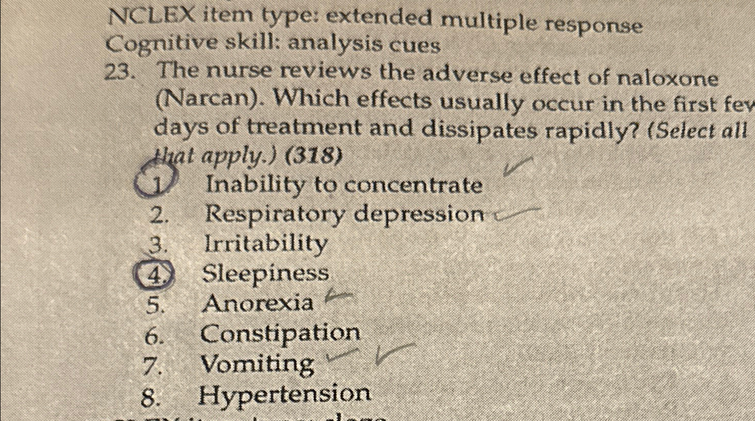 Solved NCLEX item type: extended multiple response Cognitive | Chegg.com