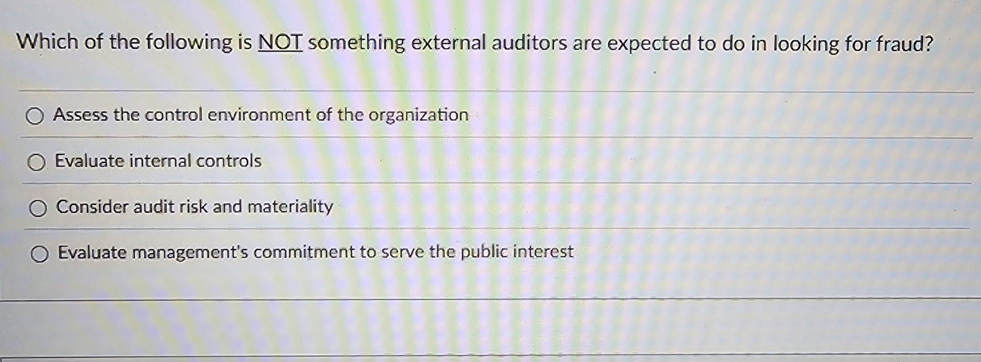 Assess the control environment of the | Chegg.com